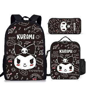 Tbupnci 3PCS Kids Large Capacity Kawaii Backpack with Lunch Box - Travel School Bag, Durable Laptop Backpack-Perfect for Outdoor Activities, Travel, Sports - Cute Fan Gift Set Style4