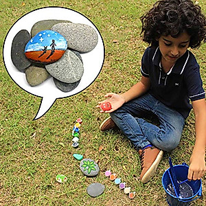 12 Extra-Large Rocks for Painting – Multi-Colored Craft Rock Painting Stones, 3.5” - 4.5” inch Smooth and Flat, Non-Porous Painting Rocks, 100% Natural River Rocks for Mandala and Kindness Stones