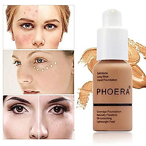 2 Pack PHOERA Foundation 104 Buff Beige Makeup,Full Coverage Foundation for Women and Girls
