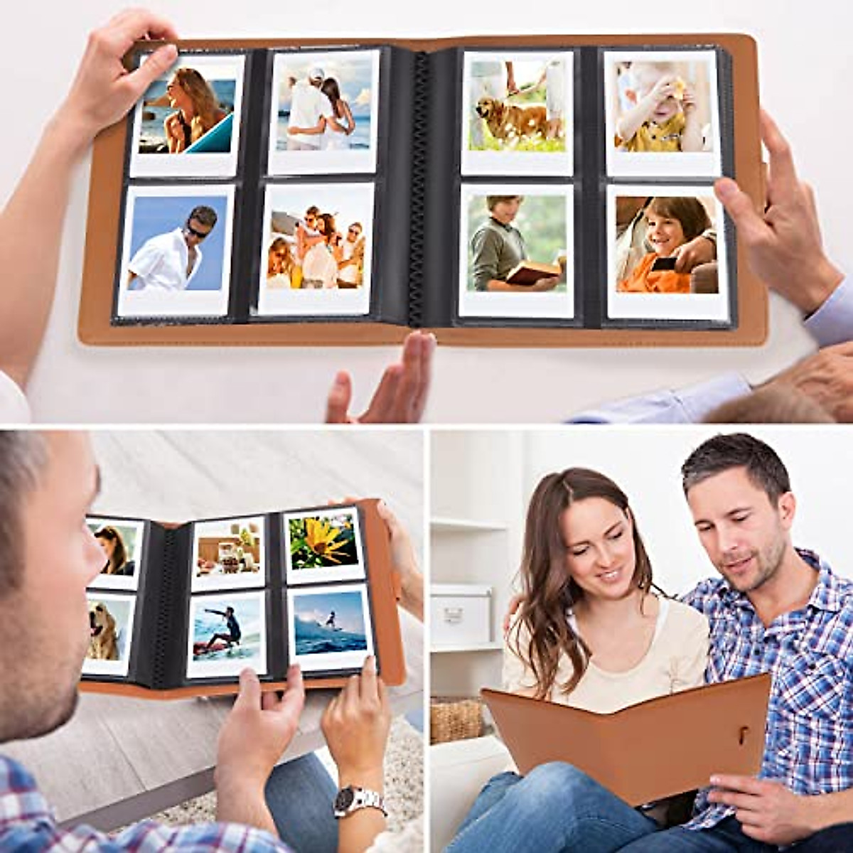 192 Pockets Photo Album for Fujifilm Instax Square SQ1/SQ6/SQ10/SQ20 Camera, Kodak Mini 3 Square,Mini Shot 3 Square, Mini Shot 3 Square Printer, Album for Instax Square Photo, Kodak 3x3" Photo (brown)