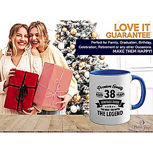 Bubble Hugs 38 Birthday 2Tone Blue Mug 11oz - aged 38 years vintage dude - Turning 38 38th Birthday Born in 1985 Dirty Thirty Gifts Work Bestie