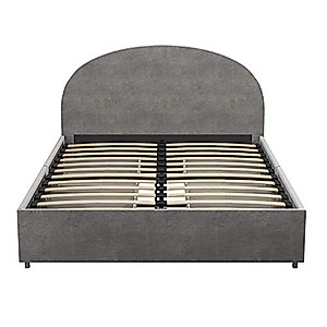 Mr. Kate Moon Upholstered Bed with Storage, Queen Size Frame, Light Gray Velvet