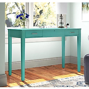 Alveare Home Aimee Makeup Dressing Table with USB and Outlet Vanity Desk, Turquoise