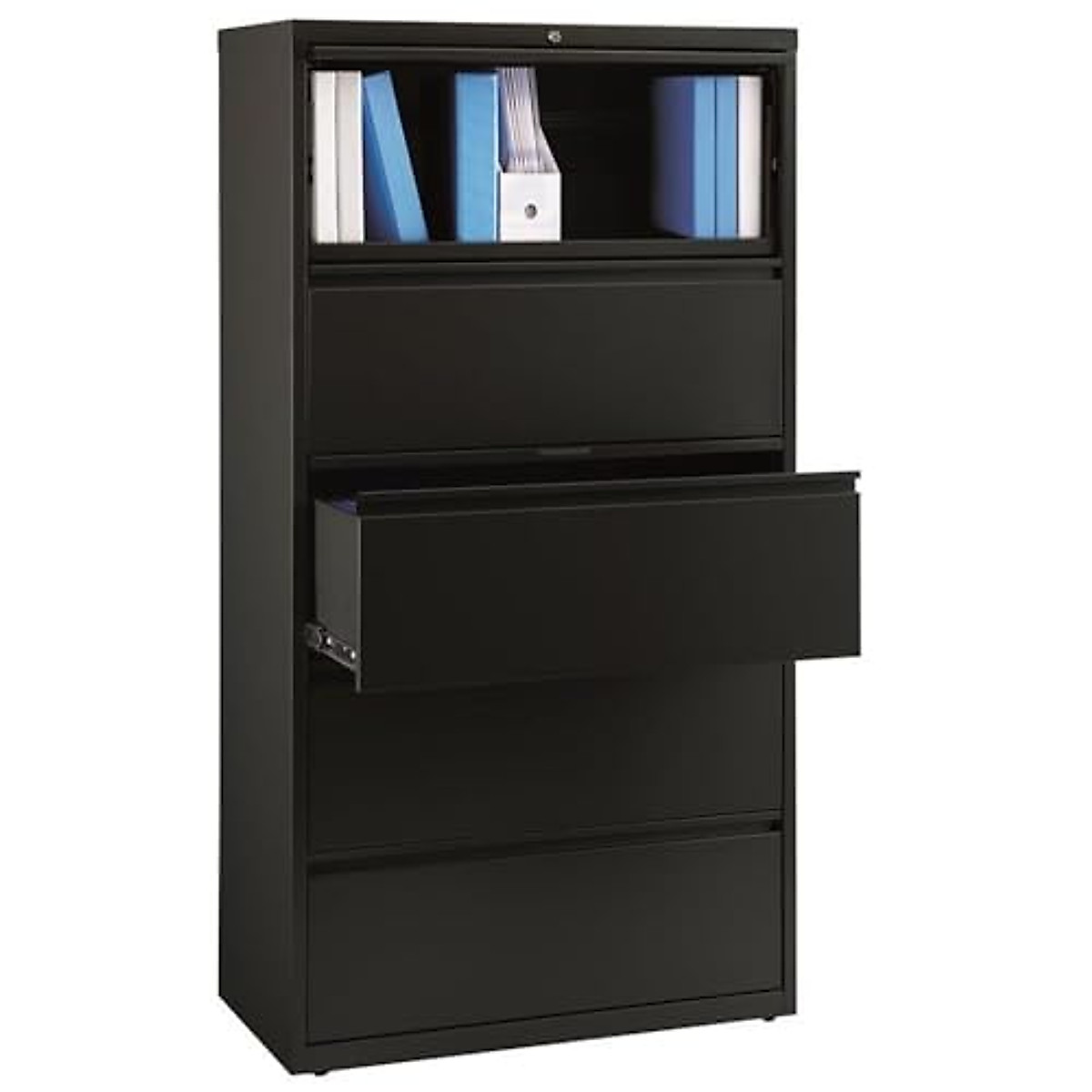 Hirsh 36-in Wide HL8000 Series Metal 5 Drawer Lateral File Cabinet Black