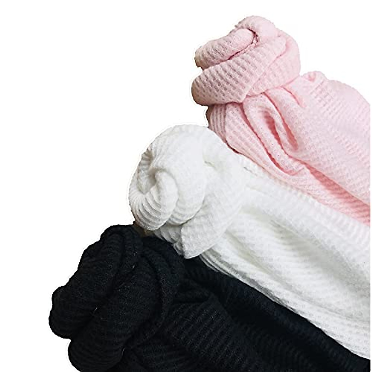 Asufegucd 5 Pieces Baby Turban Hats Turban Bun Knot Baby Infant Beanie Baby Girl Soft Toddler Cap Waffle Style (Girls 5pcs)