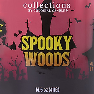 Colonial Candle Spooky Woods Scented Jar Candle, Haunted Collection, Red, 3 Wick, 14.5 oz