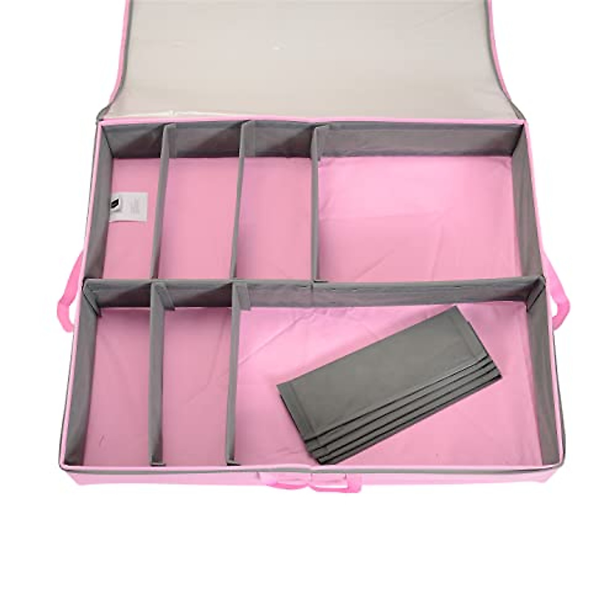 Amazon Basics Fabric Underbed Shoe Storage Organizer with Handles - Pink, Pack of 2