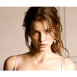 White gold plated 925 Sterling Silver Bohemia Chandelier Filigree Dangle &Drop Earrings for women 1.9Inches long