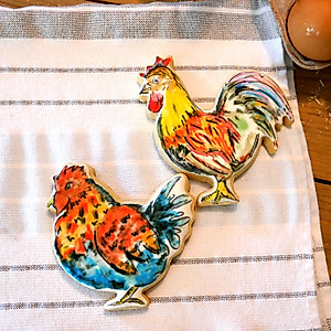Rooster Farm Animal Cookie Cutter 2 Piece Set, Premium Food-Grade Stainless Steel, Dishwasher Safe (Rooster 2 Pc Set)