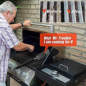 BBQ Grill Cleaning Brush & Scraper - Safe Stainless Steel Barbecue Clean Wire Brush, Best Rated Kitchen Perfection Long Handle Cleaner for Charcoal, Porcelain, Gas Grilling Grates 1 Pcs