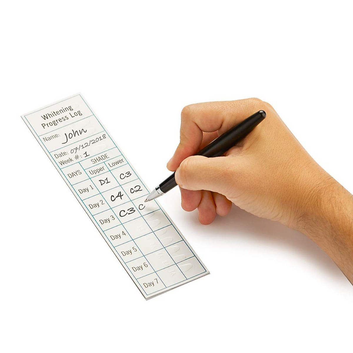 6 Pack Professional 3D Teeth Shade Guide with Whitening Daily Progress Log by Accu White (6 Pack, 6 Week Supplies)