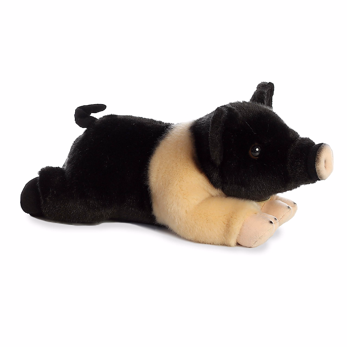 Aurora® Realistic Miyoni® Hampshire Pig Stuffed Animal - Lifelike Detail - Cherished Companionship - Black 12 Inches