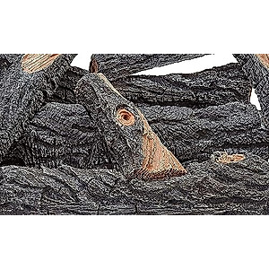 HearthSense VFL24T Dual Fuel Ventless Fireplace Logs Set with Thermostat, Use with Natural Gas or Liquid Propane, 32000 BTU, Heats up to 1100 Sq. Ft, Brown, 24 Inches