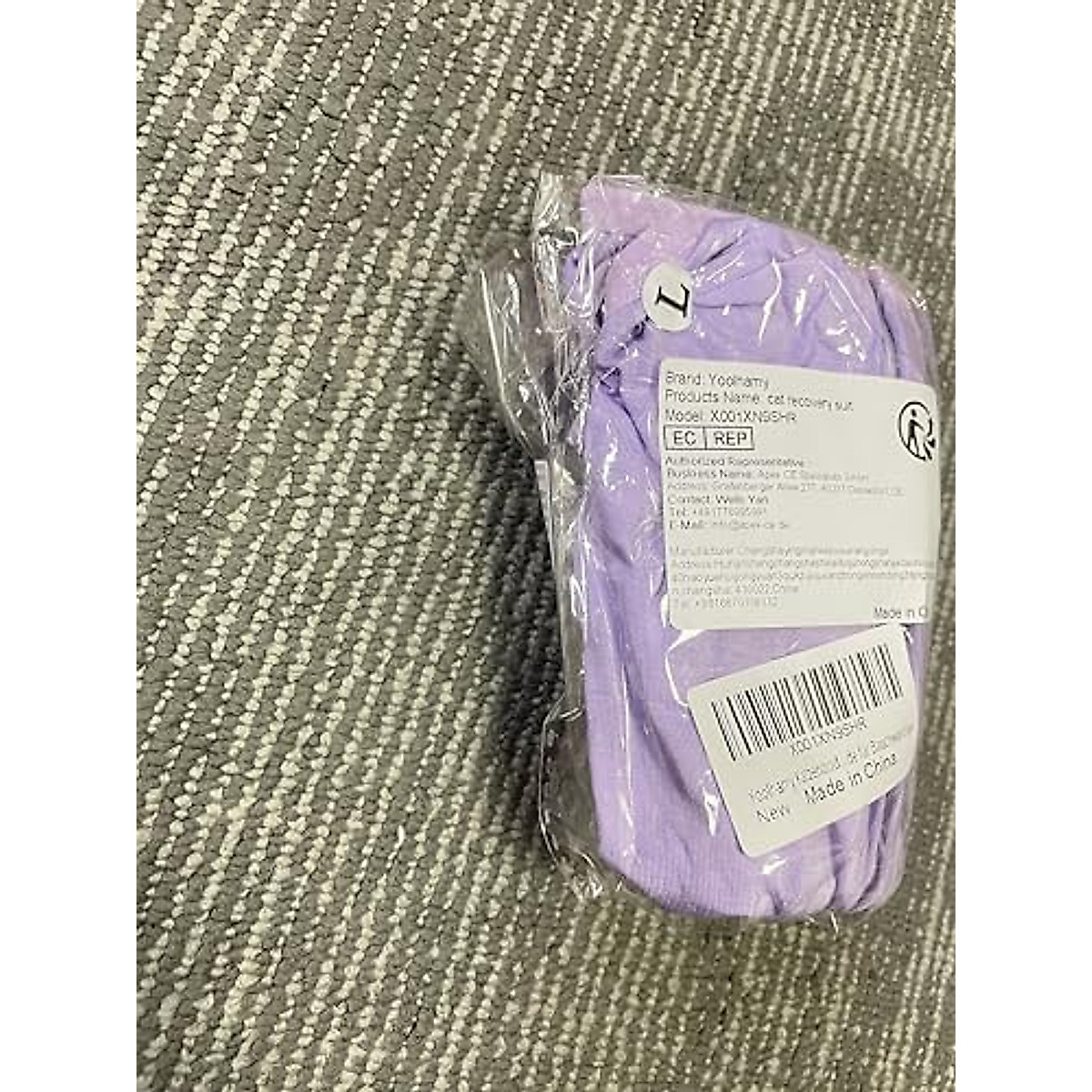 Yoolhamy Cat Recovery Suit for Post After Surgery, Elizabethan Collar & Cone Alternative, Anti-Licking Wound for Abdominal Wounds or Skin Diseases Kitten Bodysuit (Purple, L)