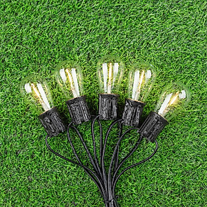 Sphoon 25 Pack S14 Replacement LED Bulbs Outdoor String Lights Bulbs Filament Edison Bulb 1W=10W for Garden Patio Party Warm White 2700K,80LM,Clear Glass,E26 Base