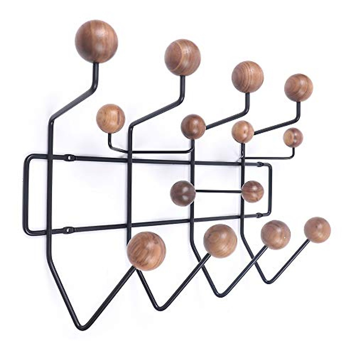 Coat Hooks Hang it All Coat Rack Wall Mounted Coat Hooks with Solid Walnut Wooden Balls