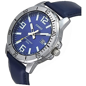 Casio MTP-VD01L-2BV Men's Enticer Blue Leather Band Blue Dial Casual Analog Sporty Watch