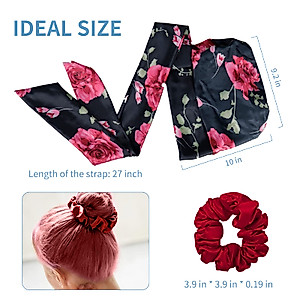 Bonnet with Tie Band Satin Silk Bonnet for Sleeping with Straps Silk Night Cap for Women Curly Hair Natural Long Wraps for Women Sleeping Protects Hair Give Away Red Hair Ring