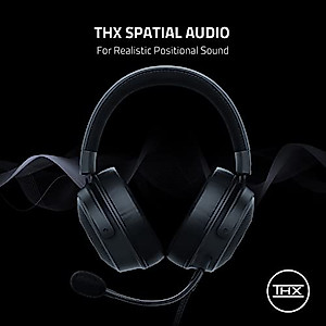 Razer Kraken V3 Wired USB Gaming Headset: Triforce Titanium 50mm Drivers - THX Spatial Audio - Chroma RGB Lighting - Hybrid Fabric & Leatherette Memory Foam Cushions - Detachable HyperClear Mic