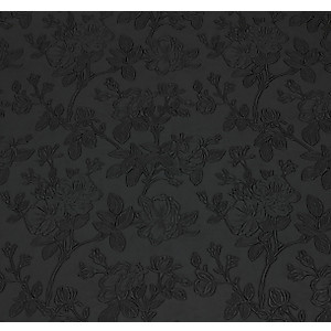 A-Express Floral Faux Leather Fabric - Embossed PU Synthetic Leather - 54" Wide by The Yard Vinyl Pleather Material - Upholstery Fabric for Car, DIY Craft Sheets - 1/2 Yard 54" x 18" Black