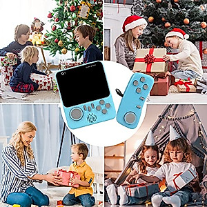 OSDUE Retro Handheld Game Console,Portable Video Game Consoles with 666 Classic Games, 3.5 Inch Color Screen 1200mAh Rechargeable Battery Retro Game Console Supports TV Connection and 2 Players（Blue）