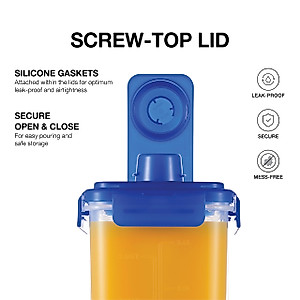 LocknLock Aqua Fridge Door Water Jug with Handle BPA Free Plastic Pitcher with Screw Top Lid Perfect for Making Teas and Juices, 1 Gallon, Blue