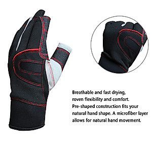 RainRider Sailing Gloves for Men Women Long Finger Fishing Boating Kayaking Surfing Dinghy Canoe Padding and Water Sports, Leather in Palm to Enhance Gripping(Black,XL)
