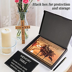 Funeral Guest Book, Memorial Books for Celebration of Life, Hardcover Funeral Sign in Book for Memorial Service, Guest Book for Funeral for 280 Guests, Pen and Memory Table Stand, 10.2”x7.8” - PUKYO