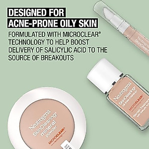 Neutrogena SkinClearing Mineral Acne-Concealing Pressed Powder Compact, Shine-Free & Oil-Absorbing Makeup with Salicylic Acid to Cover, Treat & Prevent Breakouts, Natural Beige 60,.38 oz (Pack of 2)