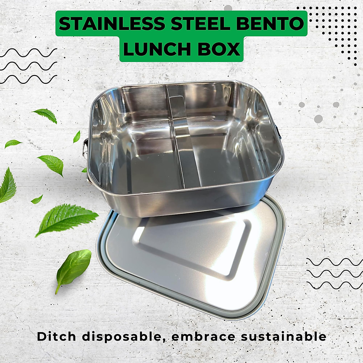Stainless Steel Bento Lunch Box - Metal Lunch Container for Kids & Adults - Packing Box for Work Lunch - Leakproof Food Lunchbox with Lock Lids - Eco-Friendly Meal Storage Solution - 1400ml