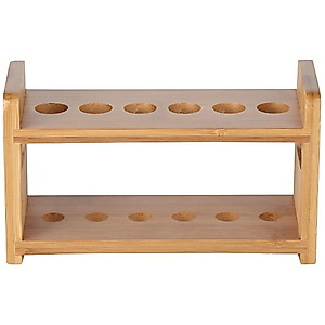 Lily's Home Bamboo Test Tube Vial Shot Glasses Holder Rack, Great as Pen Stand, Made from Bamboo with Built-in Handle, Rack Only, Glass Tubes NOT Included, 6 Tube Capacity (7/8" (22mm') Holes)