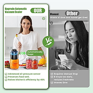 Electric Mason Jar Vacuum Sealer Kit, Jar Vacuum Sealer for Canning Jars - 3 in 1 Vacuum Sealer Compatible with Wide & Regular Mason Jars/Vacuum Bags/Seal Containers for Food Storage (Black)