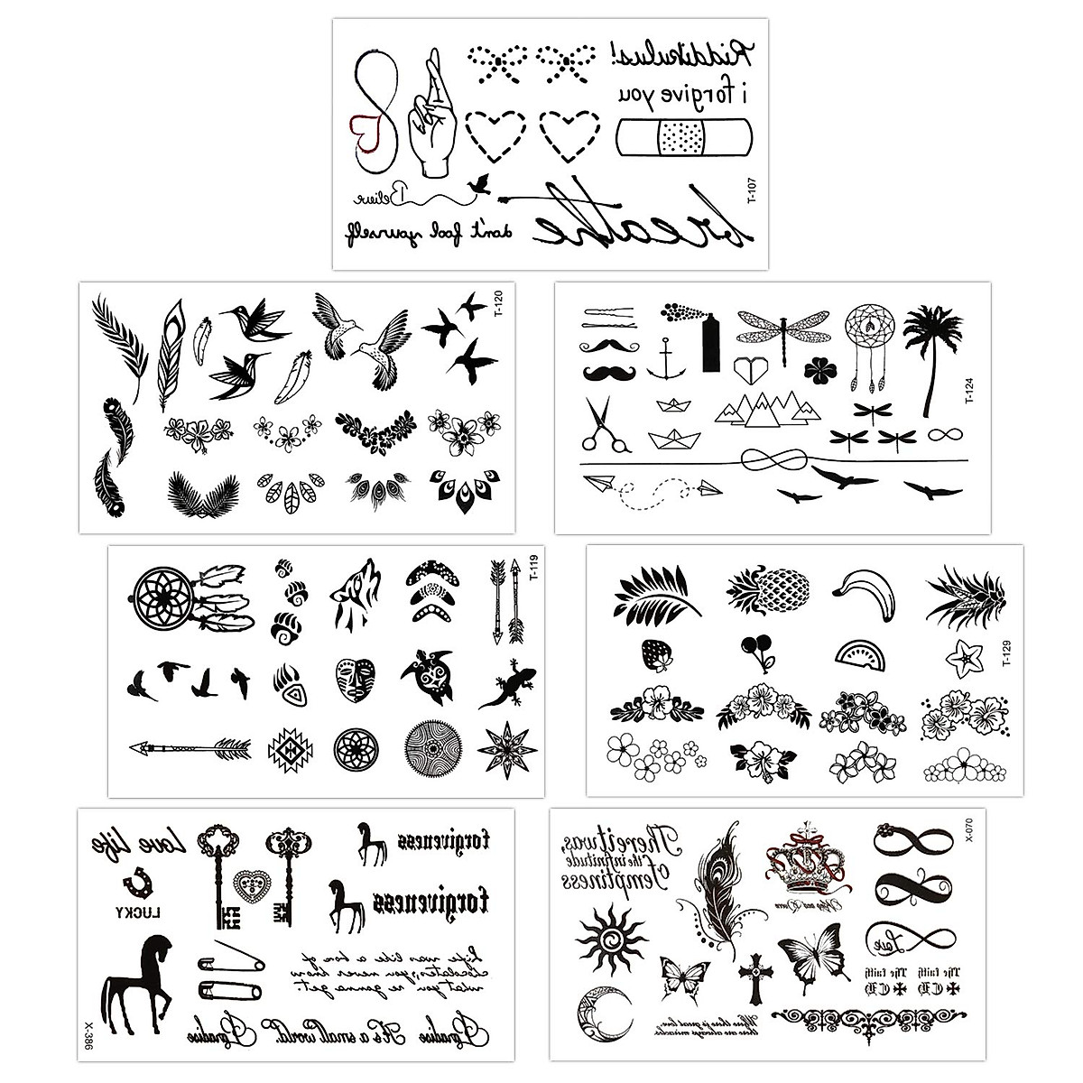 Konsait Temporary Tattoos for Adult Men Women Kids(30 Sheets), Waterproof Temporary Tattoo Fake Tattoos Body Art Sticker Hand Neck Wrist Cover Up Set