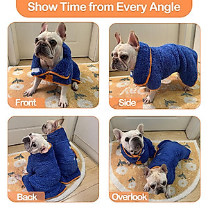 Bienbee Dog Bathrobe, Quick Drying Dog Robe Super Absorbent Dog Towels for Drying Dogs, Warm Keeping Dog Robes for After Bath Dogs Bath Supplies Dark Blue XL