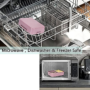 2045ml Large Bento Box, Wheat Fiber Kids/Adults Lunch Box, with Removable 100% Leak-Proof Compartments, BPA-Free Lightweight and Easy Open To-go Food Container for School, Work, Picnic -Pink