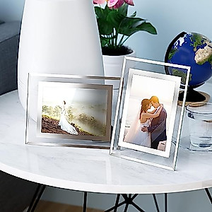 ZYUE 6x8 inch Picture Frame Made of Crystal Glass Display Pictures for Table Top Display and Wall Mounting Photo Frame Simple and Stylish Black