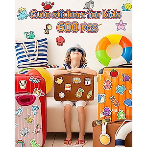 600 Pcs Cute Stickers for Kids, Water Bottle Stickers for Teens, Kawaii Vinyl Phone Laptop Skateboard Animal Waterproof Classroom Stickers, Bulk Aesthetic Sticker Packs for Boys Girls Teacher