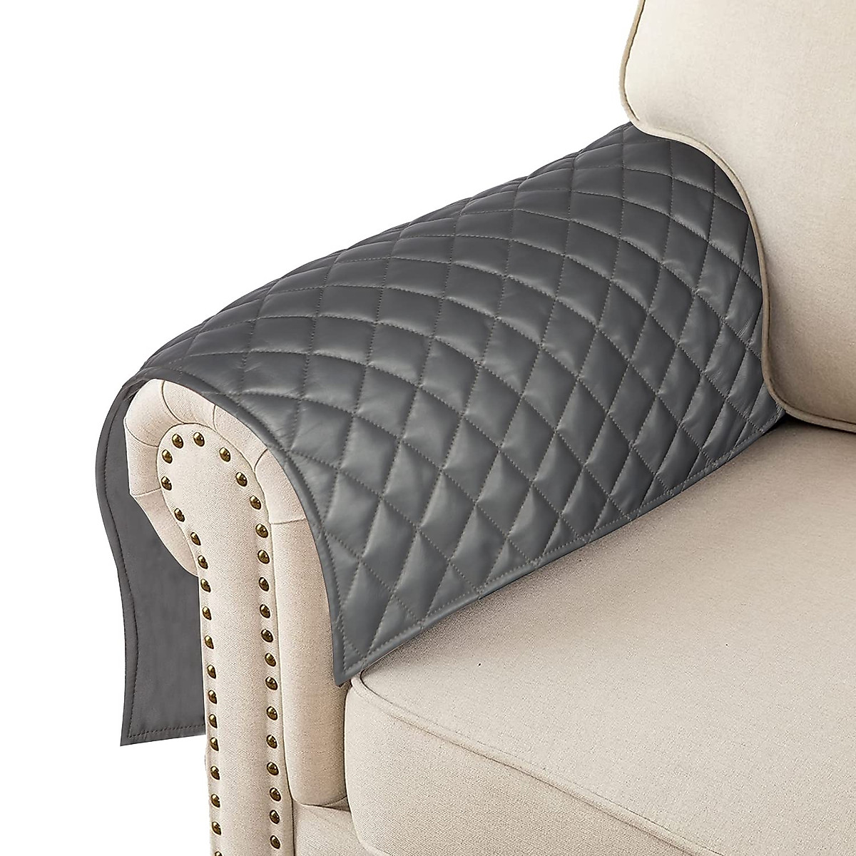 LL LEATHER LOVERS Leather Recliner Chair Headrest Cover - Sofa, Love Seat, Furniture Protector, Slipcover Theater Seat Cover/SlipCover for Home & Office, 14x26 Inches - Grey (05) Pack of 1