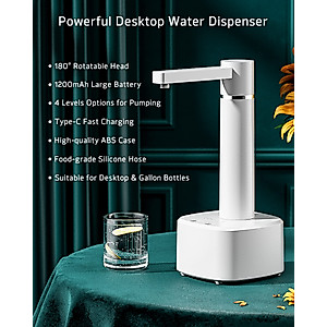 Water Dispenser for 5 Gallon Bottle - Intelligent Desktop Water Bottle Dispenser, Dual-Purpose Automatic Water Pump for Universal Bottle, Water Jug Dispenser Suitable for Home, Office, Outdoor