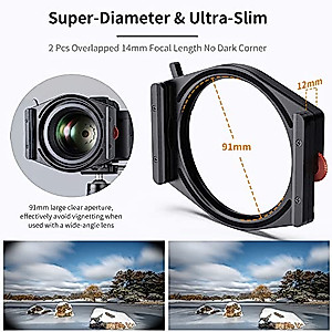 K&F Concept X PRO Square Filter Holder System Kit (Filter Holder + 95mm Circular Polarizer + Square ND1000 Filter + ND8 + ND64 + 4 Filter Adapter Rings) for Camera Lens