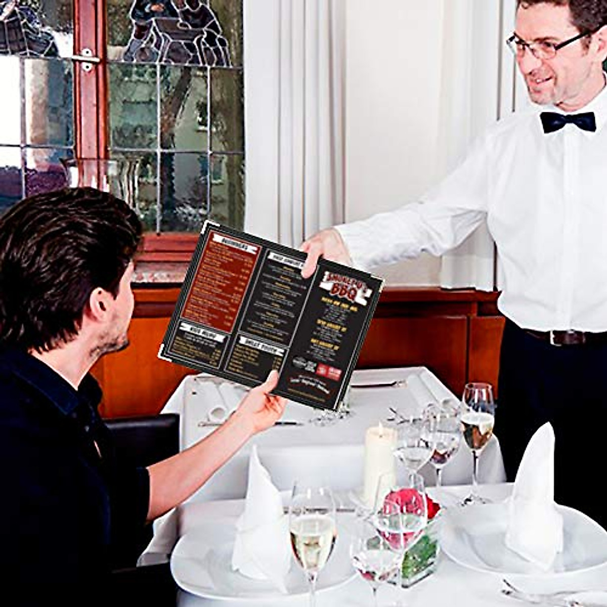 25 Menu Covers 8.5 x 11 Inch Menu Holder Double Stitched Menu Covers Single Page Menu Cover Two Clear Viewing Surfaces Restaurant Menu Covers