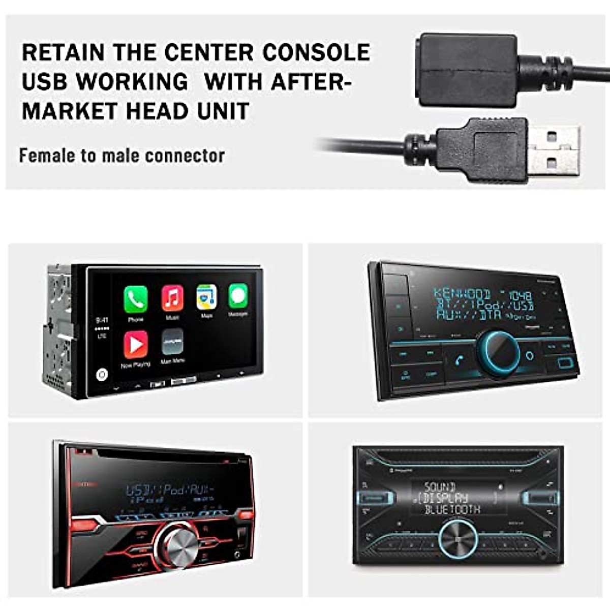 RED WOLF Car Stereo Factory USB Wire Adapter Retention Cable Wire Harness Connector Retain OEM USB Port for Subaru Outback 2012-2014, Infiniti G37/G35 2007-2013 Install on Aftermarket Radio Headunit