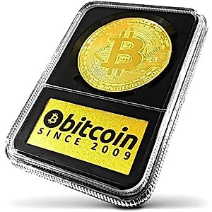 Bitcoin Coin in Collector's Edition Case: Limited Edition Physical Gold Coin with Crypto Coin Display Case | Cryptocurrency Coin with Realistic Details | Desk Home Office Idea for HODL Fans