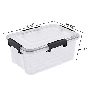 Joyeen 10 Liter Plastic Storage Conatiner, 6 Pack Clear Latch Boxes with Seal Circle/Lids