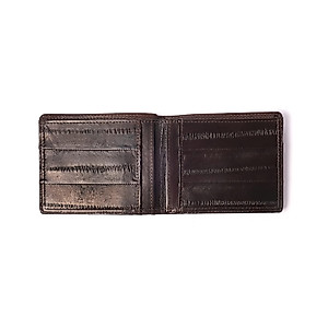 OROM EEL SKIN LEATHER SLIM WALLET (brown, 3.8" x 3.15")