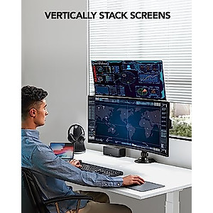 HUANUO 13-32 Inch Dual Monitor Stand, Gas Spring Dual Monitor Mount, Monitor Stand 2 Monitors, Ergonomic Adjustable Tilt/Swivel/Rotate, Weight Max 20 lbs, VESA 75/100mm