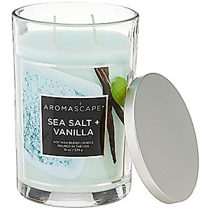 Aromascape PT41919 2-Wick Scented Jar Candle, Sea Salt & Vanilla, 19-Ounce, Blue