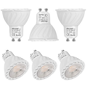 DiCUNO ProOE GU10 LED Bulb High CRI 98, 50W Halogen Equivalent, Flicker-Free Eye-Protection, Warm White 3000K, 5W GU10 Spotlights Bulbs 350LM Non-dimmable for Track, Recessed Lighting, 6 Pack