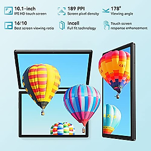 Headwolf Android Tablet with Keyboard, 2 in 1 10 Inch Tablet 12GB+128GB+512GB Expand Octa Core Android 12 Tablet with Case Mouse Stylus, 7700mAh Battery, 16MP Camera, WiFi, Bluetooth 5.0, GPS (Gray)