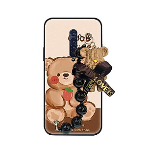 Lulumi-Phone Case for Oppo Reno2, Anti-Knock Protective case Waterproof Phone case Silicone Dirt-Resistant Skin-Friendly Feel Cartoon Black Pearl Pendant Simplicity Cute Soft case
